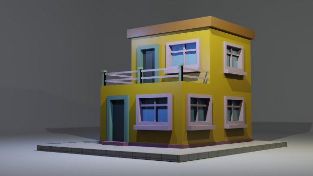 Low Poly Building 13 3D Model in Buildings 3DExport