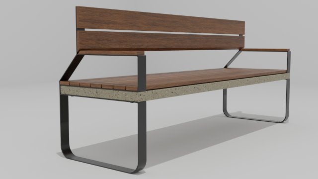 Combined Material Bench 3D Model in Bench 3DExport