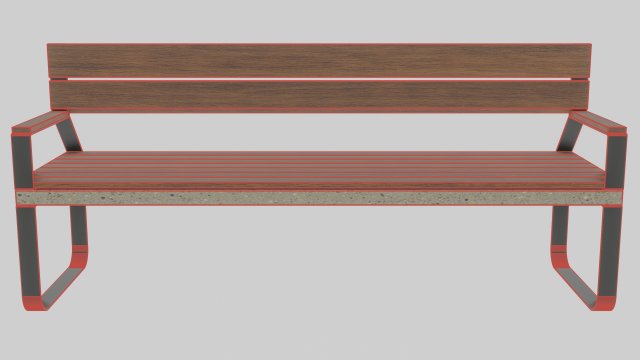 Combined Material Bench 3D Model in Bench 3DExport