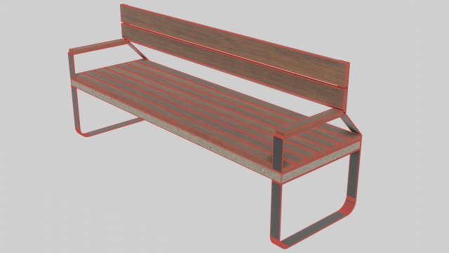 Combined Material Bench 3D Model in Bench 3DExport