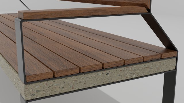 Combined Material Bench 3D Model in Bench 3DExport