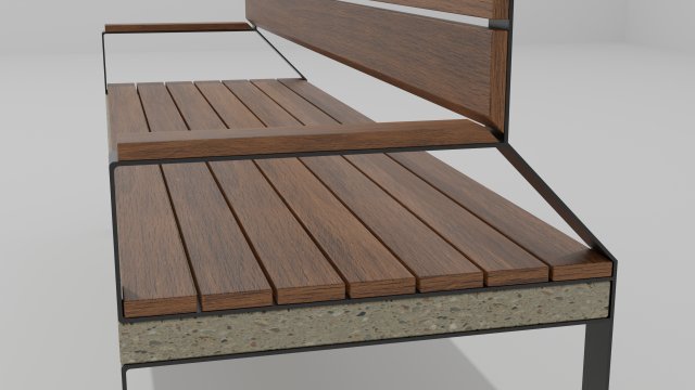 Combined Material Bench 3D Model in Bench 3DExport
