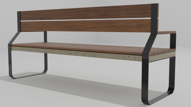 Combined Material Bench 3D Model in Bench 3DExport