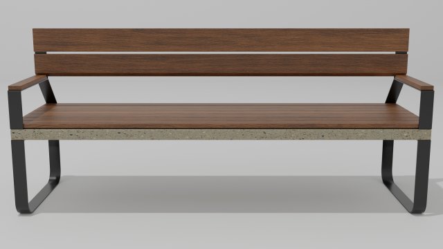 Combined Material Bench 3D Model in Bench 3DExport