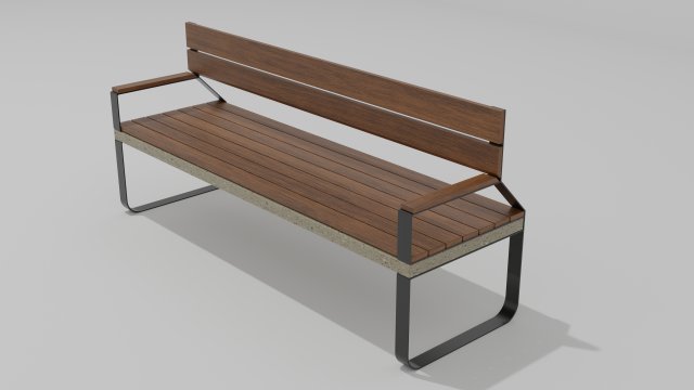 Combined Material Bench 3D Model in Bench 3DExport