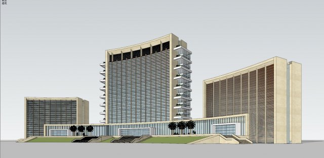 SU model of modern government office building scheme 3D Model in ...
