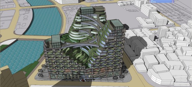 SU model of high-density green integrated office building 3D Model in ...