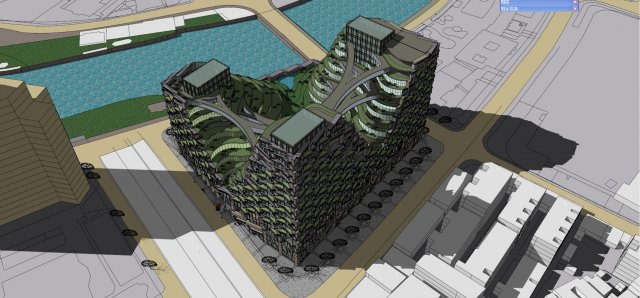 SU model of high-density green integrated office building 3D Model in ...