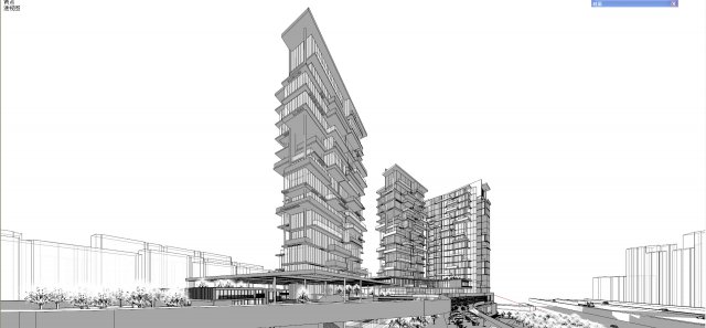 SU model of modern high-rise commercial office building Model 3D in ...