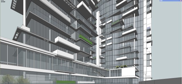 SU model of modern high-rise commercial office building Model 3D in ...