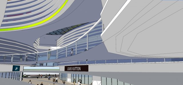 SU model of the curved building of the daily office building 3D Model ...