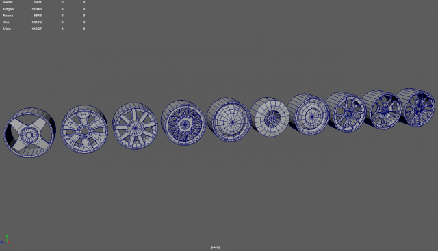 Low Poly Wheel Pack 01 3D Model in Parts of auto 3DExport