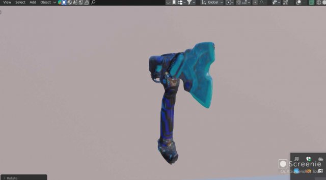 Blue Sci-Fi Axe with neon colors 3D-Modell in Science Fiction 3DExport