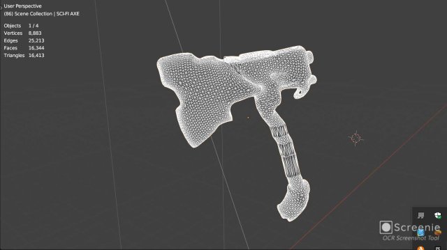 Blue Sci-Fi Axe with neon colors 3D-Modell in Science Fiction 3DExport