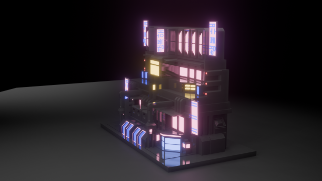 Stylized Cyberpunk Building Low-poly Low-poly 3D Model in Buildings ...