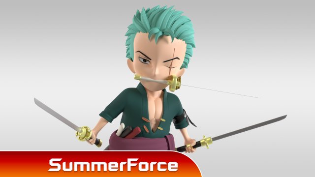 Roronoa Zoro SD - One Piece 3D Model in Cartoon 3DExport