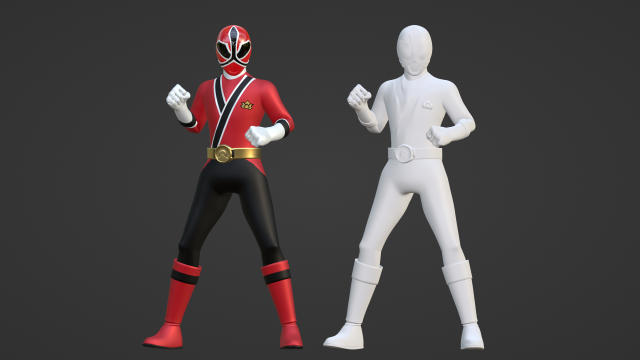 Red Samurai Ranger - Power Rangers Samurai 3D Модель in Мультяшные 3DExport