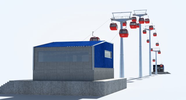 Telecabin Ski Lift Cableway- Animated and Rigged 3D Model in Terrain ...