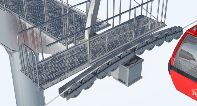 Telecabin Ski Lift Cableway- Animated and Rigged 3D Model in Terrain ...