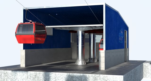 Telecabin Ski Lift Cableway- Animated and Rigged 3D Model in Terrain ...