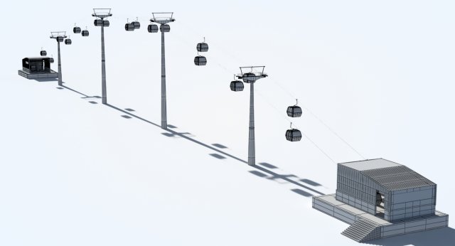 Telecabin Ski Lift Cableway- Animated and Rigged 3D Model in Terrain ...