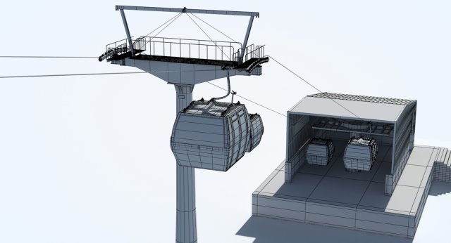 Telecabin Ski Lift Cableway- Animated and Rigged 3D Model in Terrain ...