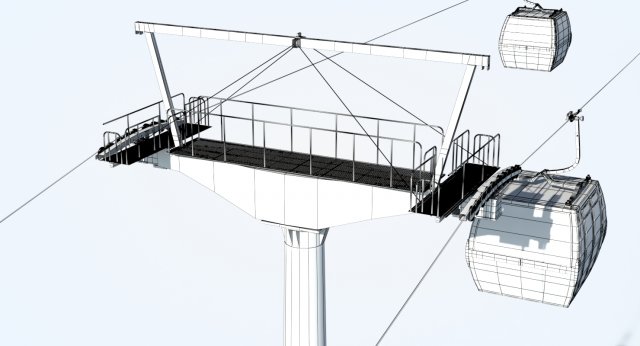 Telecabin Ski Lift Cableway- Animated and Rigged 3D Model in Terrain ...