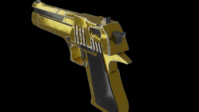 Gold Desert Eagle Game-Ready Model 3D Model in Pistol 3DExport