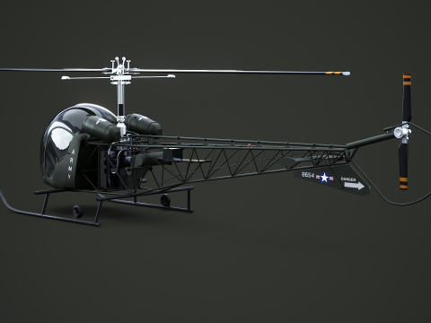 Pbr real-time bel 47 helikopters bubble cockpit luchtvaart ...