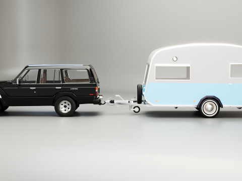 Toyota land Cruiser J60 and Classic Camping Caravan 3D Model in SUV ...