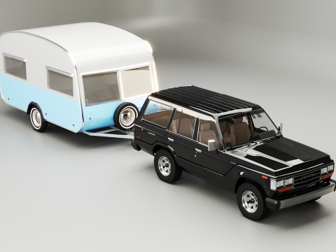 Toyota land Cruiser J60 and Classic Camping Caravan 3D Model in SUV ...