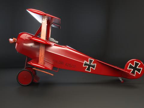 Fokker DR1 Baron Rouge Modèle 3D in Ancien 623295 | 3DExport