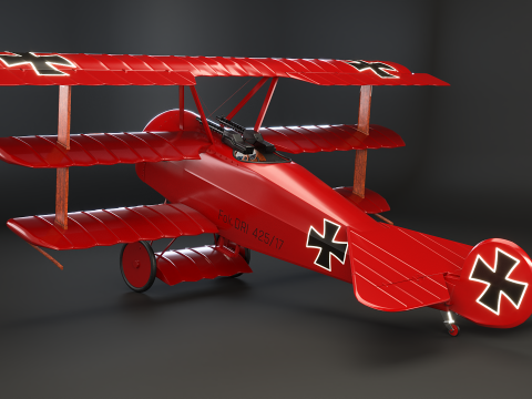 Fokker DR1 Baron Rouge Modèle 3D in Ancien 623295 | 3DExport
