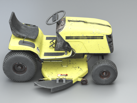 Viejo cortacésped con operador a bordo Tractor de jardín realista ...