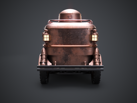 Van Lapis Baja Steampunk - Kendaraan Bertekstur PBR Model 3D in Van dan ...