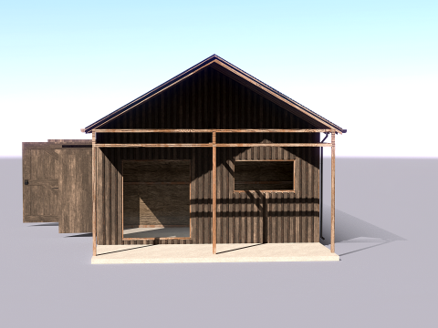 Garage en bois pour voiture et moto avec petit atelier V2 Modèle 3D in ...