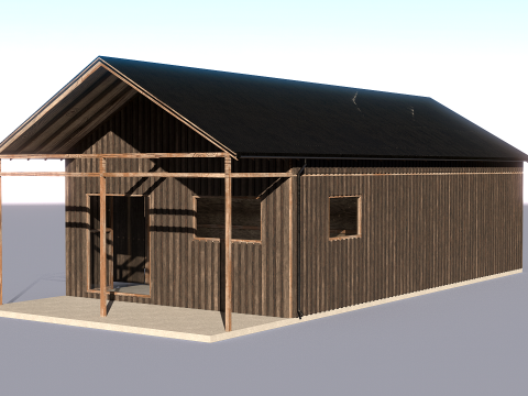 Garage en bois pour voiture et moto avec petit atelier V2 Modèle 3D in ...