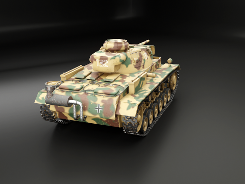 Panzer allemand III ausf M WWII Tank Camo Modèle 3D in Tank 625237 ...