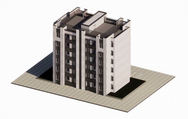 Residential Building 3D Model in Buildings 3DExport