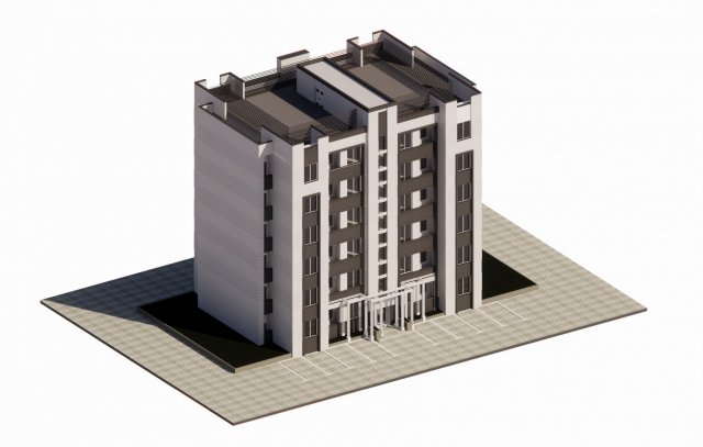 Residential Building 3D Model in Buildings 3DExport