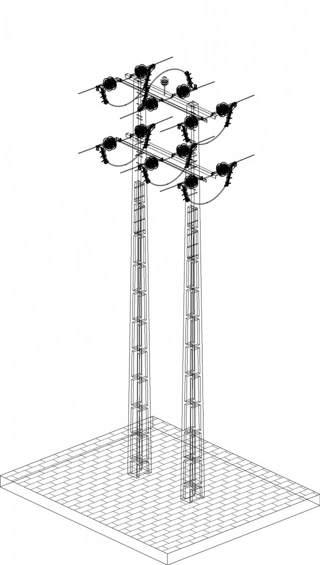 Power Line 3D Model in Environment 3DExport