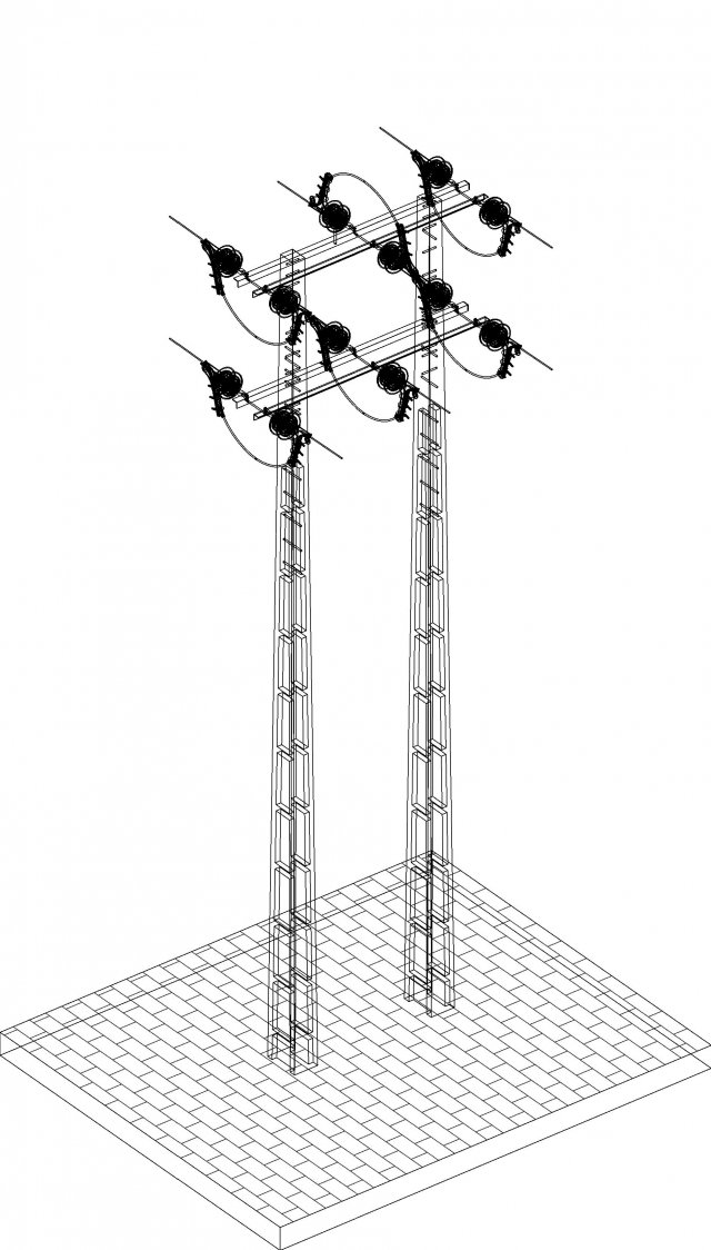 Power Line 3D Model in Environment 3DExport