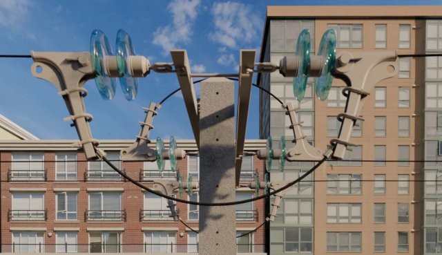 Power Line 3D Model in Environment 3DExport