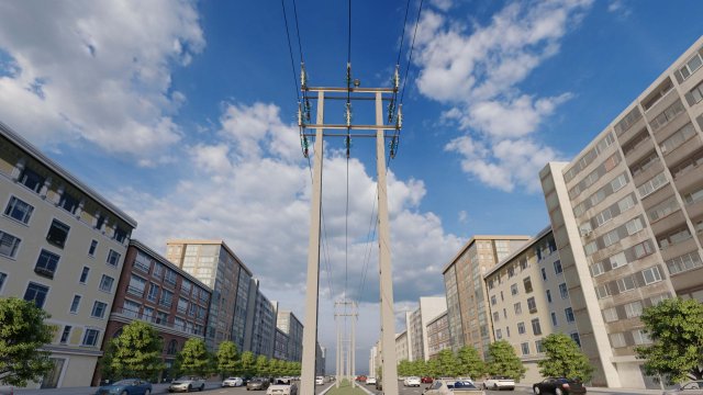 Power Line 3D Model in Environment 3DExport