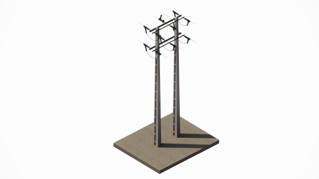 Power Line 3D Model in Environment 3DExport