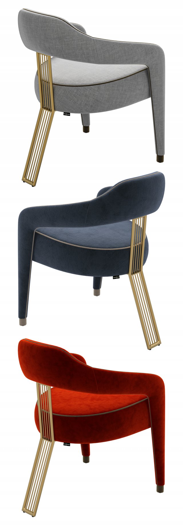 INVICTA II dining chair in white boucle and brass rear leg 3D Model in ...