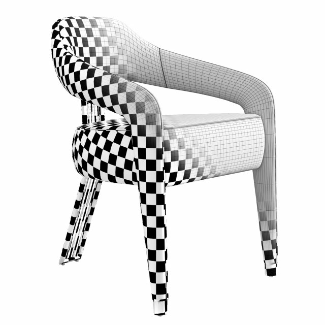 INVICTA II dining chair in white boucle and brass rear leg 3D Model in ...