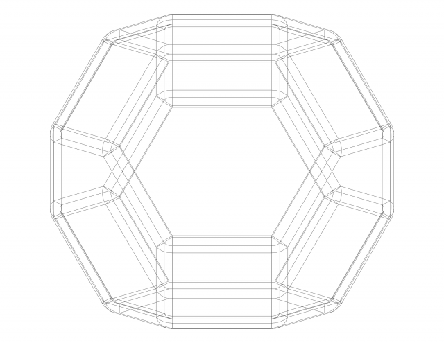 Wireframe Shape Tetradecahedron 3D Print Model in Mathematical art 3DExport