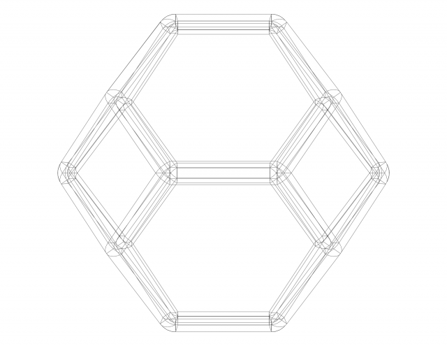 Wireframe Shape Tetradecahedron 3D Print Model in Mathematical art 3DExport