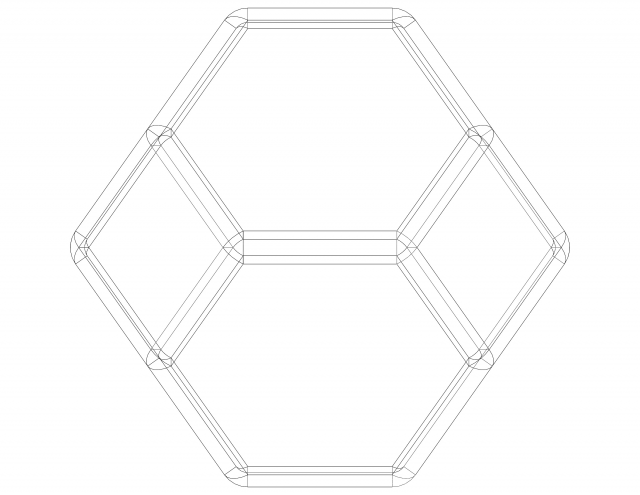 Wireframe Shape Tetradecahedron 3D Print Model in Mathematical art 3DExport